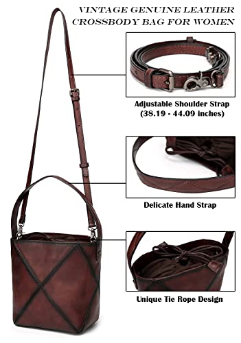 Crossbody Bag for Women Leather Handbag Shoulder Bag Vintage Top Handle Tote Purses (Coffee)