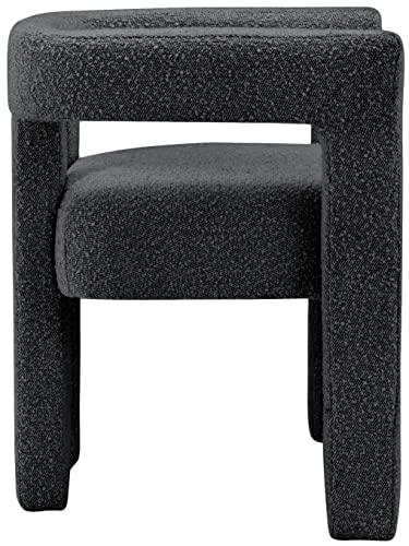 Meridian Furniture Athena Collection Modern | Contemporary Boucle Fabric Upholstered Accent | Dining Chair, 25" W x 21" D x 27" H, Black