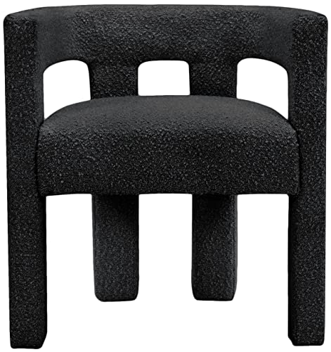 Meridian Furniture Athena Collection Modern | Contemporary Boucle Fabric Upholstered Accent | Dining Chair, 25" W x 21" D x 27" H, Black