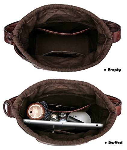 Crossbody Bag for Women Leather Handbag Shoulder Bag Vintage Top Handle Tote Purses (Coffee)
