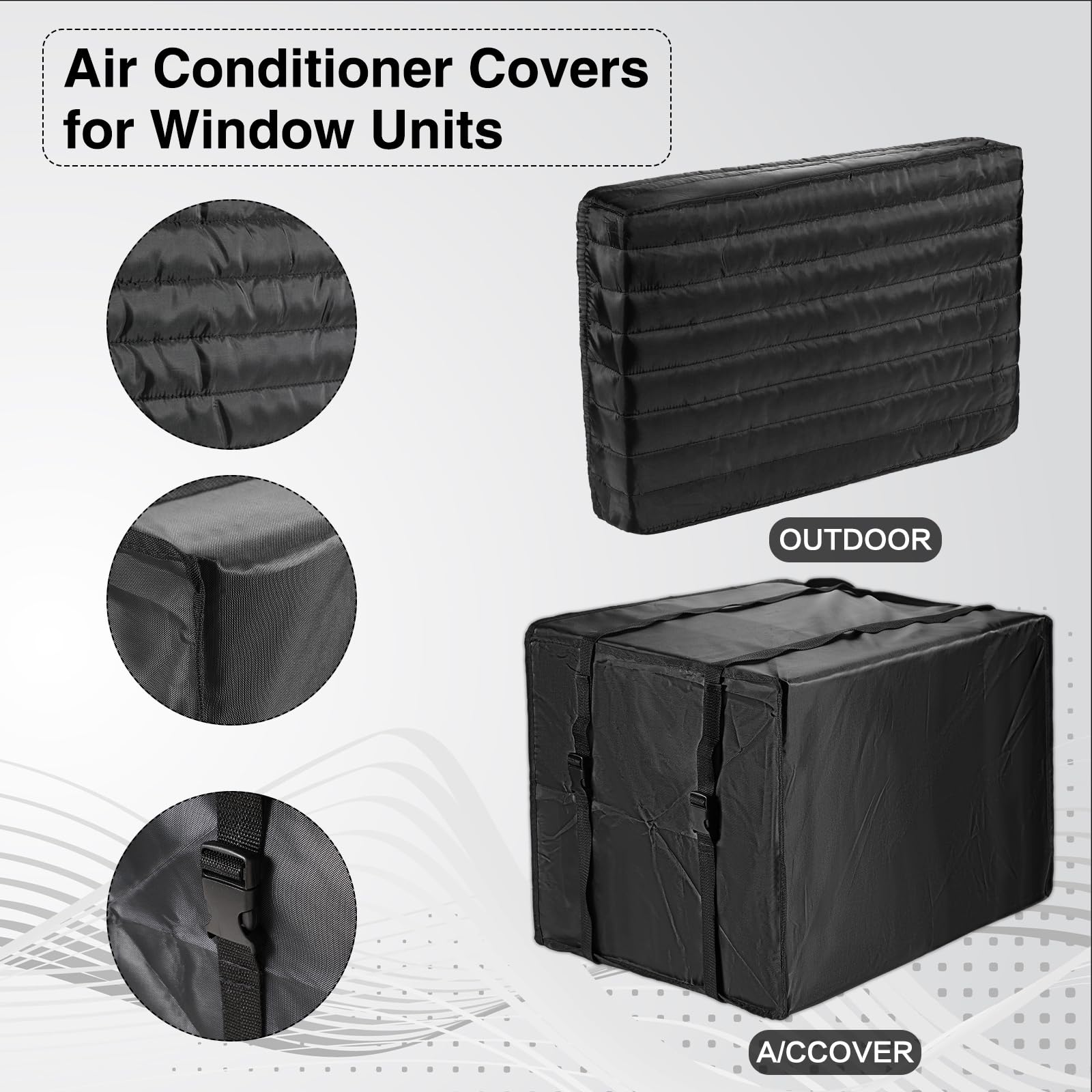 Windyun 2 Pack Window Air Conditioner Cover Ac Covers for Inside and Outside Adjustable Dust Proof Waterproof Ac Shade for Outside Unit for Winter Accessories, Black (21x14 In, 21x15x16 In)
