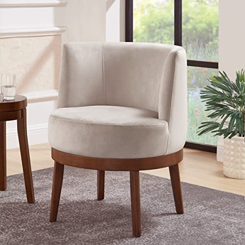 24KF Modern 360 Degree Swivel Accent Chair, Comfy Velvet Round Accent Chair for Living Room, Corner Armchair Chaise Lounge for Nursery -7018S-Taupe