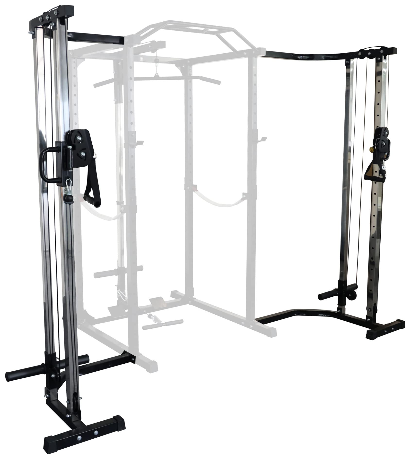 Fitvids Multi-Function Adjustable Power Cage with J-Hooks, Safety Straps and Optional LAT Pulldown Attachment and Cable Crossover, Cable Crossover Only Black