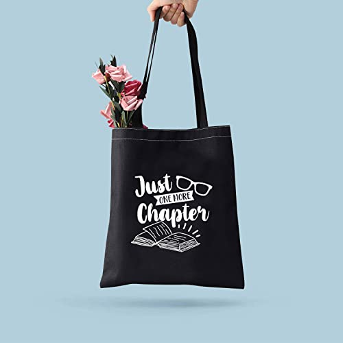 BDPWSS Just One More Chapter Tote Bag Book Lover Shoulder Bag For Bookworm Librarian Reading Lover Book Nerd Gift (one more chapter TGbl 2)