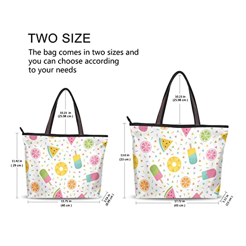 Sletend Tote Bag Fruit Ice Cream Handbags for Women Fashion Shoulder Bag for School Travel Work Shopping