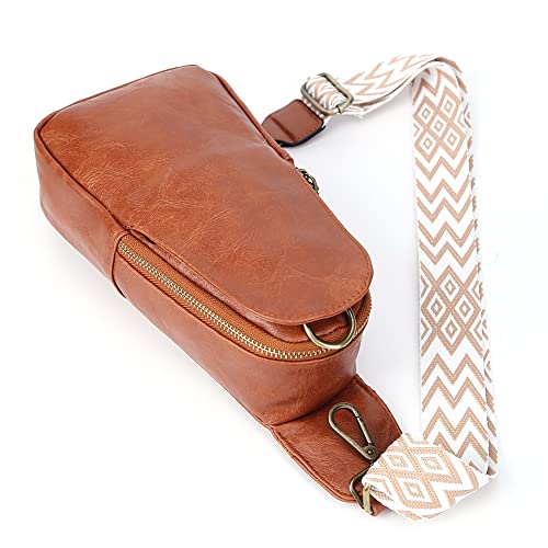 Women Chest Bag Sling Bag Leather Crossbody Bag Female Satchel Daypack Waist Shoulder Sling backpack for Travel Work school