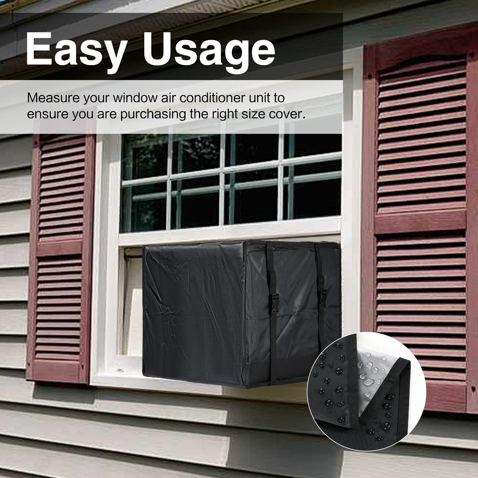 Windyun 2 Pack Window Air Conditioner Cover Ac Covers for Inside and Outside Adjustable Dust Proof Waterproof Ac Shade for Outside Unit for Winter Accessories, Black (21x14 In, 21x15x16 In)