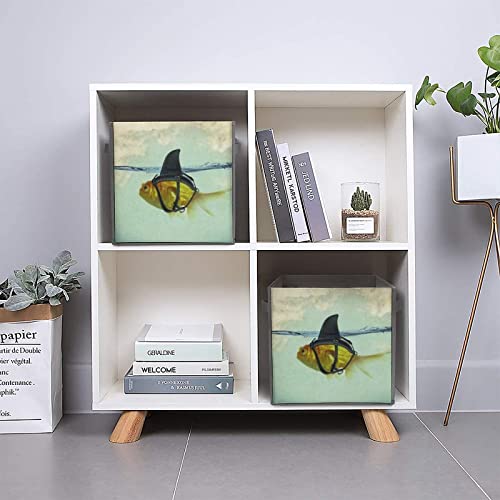 Perfect Disguise Foldable Storage Bins Printd Fabric Cube Baskets Boxes with Handles for Clothes Toys, 11x11x11