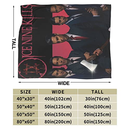 STYLOPUNK Heavy Metal Ice Band Nine Music Kills Throw Blankets Lightweight Flannel Blankets Novelty Fleece Bed Blanket All Seasons 80"X60"