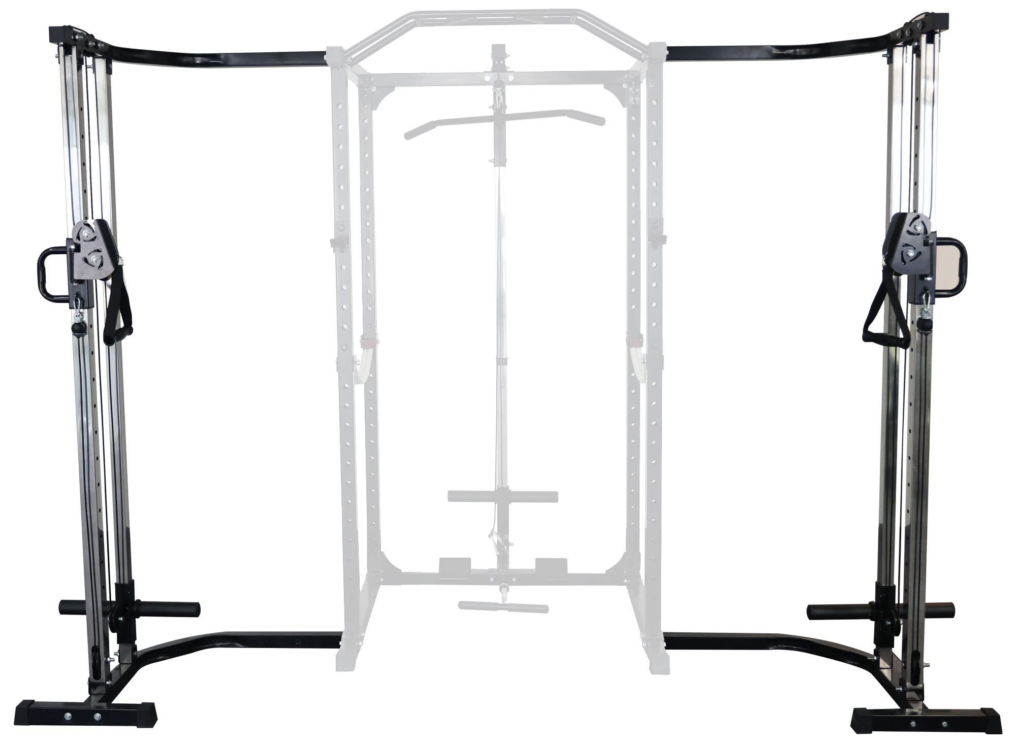 Fitvids Multi-Function Adjustable Power Cage with J-Hooks, Safety Straps and Optional LAT Pulldown Attachment and Cable Crossover, Cable Crossover Only Black