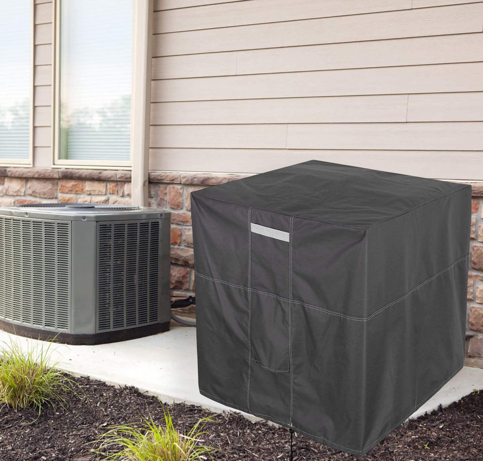 Yesland Square Air Conditioner Cover - 34 x 34 x 30 Inches - Durable AC Cover Water Resistant Fabric Windproof Design for Outside Units