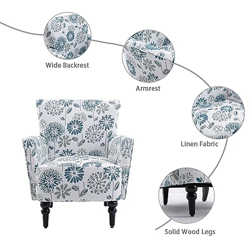 HEAVYSEVEN Accent Chairs for Bedroom, Modern Arm Chair for Living Room, Linen Fabric Comfy Reading Chair, Comfortable Sofa Chair, Upholstered Single Sofa (Multicolor)