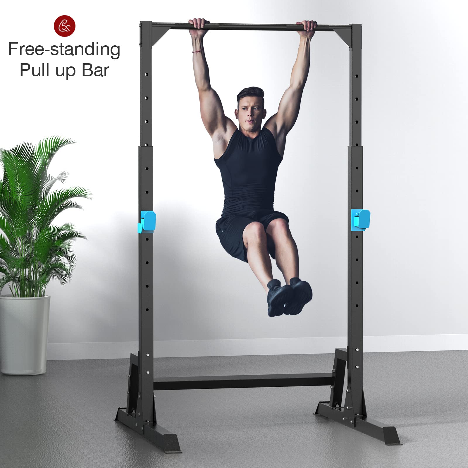ULTRA FUEGO Adjustable Squat Rack Power Cage with Pull up Bar, Power Rack Weight Lifting Home Gym Power Zone J-Hooks W/Rubber Padding (SQAUT Rack)