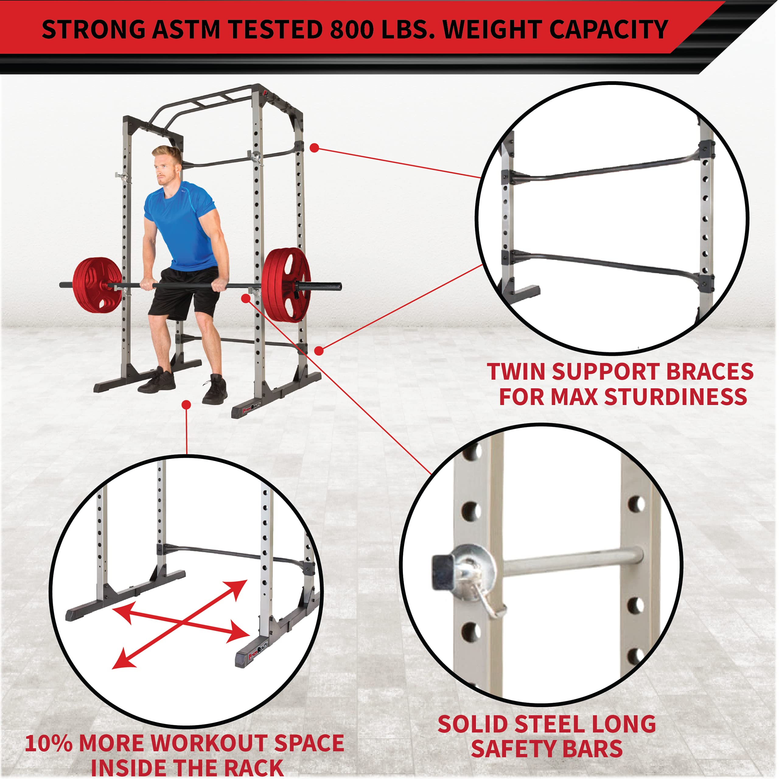 FITNESS REALITY 810XLT Super Max Power Rack Cage with Lat Pull Down and Low Row Cable Attachment