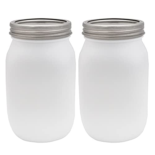 Darware Farmhouse White Mason Jars (Set of 2); Home Decor and Storage Wide Mouth Decorative Mason Jars, White-Painted