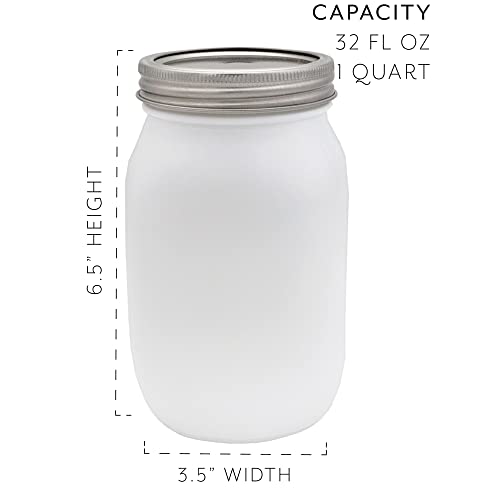 Darware Farmhouse White Mason Jars (Set of 2); Home Decor and Storage Wide Mouth Decorative Mason Jars, White-Painted