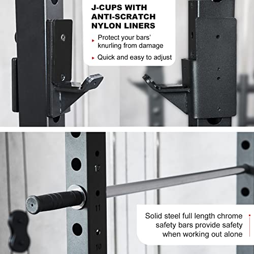 LIONSCOOL Master Power Rack & All-in -One Cable Crossover Cage for Home/Garage Gym, 1500LBS Rackable Capacity, Stronger, Safer and Multifuntional (Black 2022)