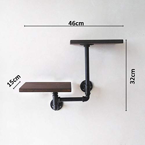 PIBM Stylish Simplicity Shelf Wall Mounted Floating Rack Wooden Bedroom Potted Plants Collections Storage,Retro Industrial,10 Types Avaliable, 46x15x32cm