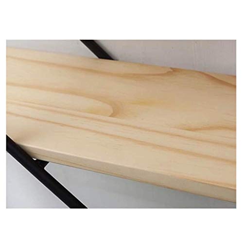 QUUL Simple Solid Wood Wall Hanging Shelf, Three Tier Floating Wall Hanging Decorative Iron Solid Wood Storage Display Stand