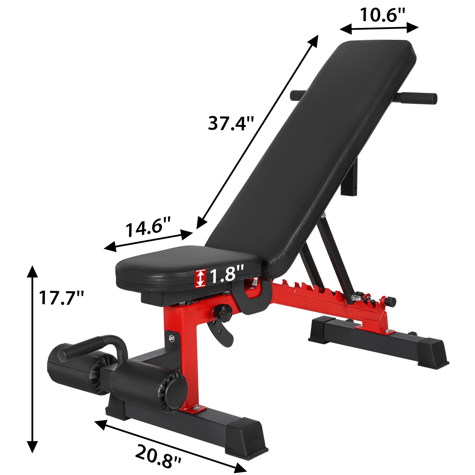 ER KANG Strength Trainer Home Gym Equipment Set, Power Rack with Cable Crossover System, 230LBS Weight Plates, Red Barbell, Red Weight Bench