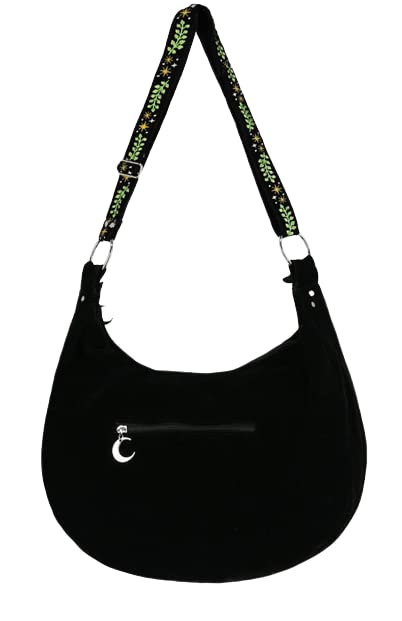 Restyle Herbal Hobo Bag Crescent Moon Stars Fern Leaf Witchy Gothic Embroidered