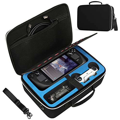 Benazcap Carrying Case for Steam Deck Console & Accessories - Fit Charger AC Adapter - Docking Station-Game Controllers & Stand Hard Shell Travel Pouch for Steam Deck Console & Accessories, Black