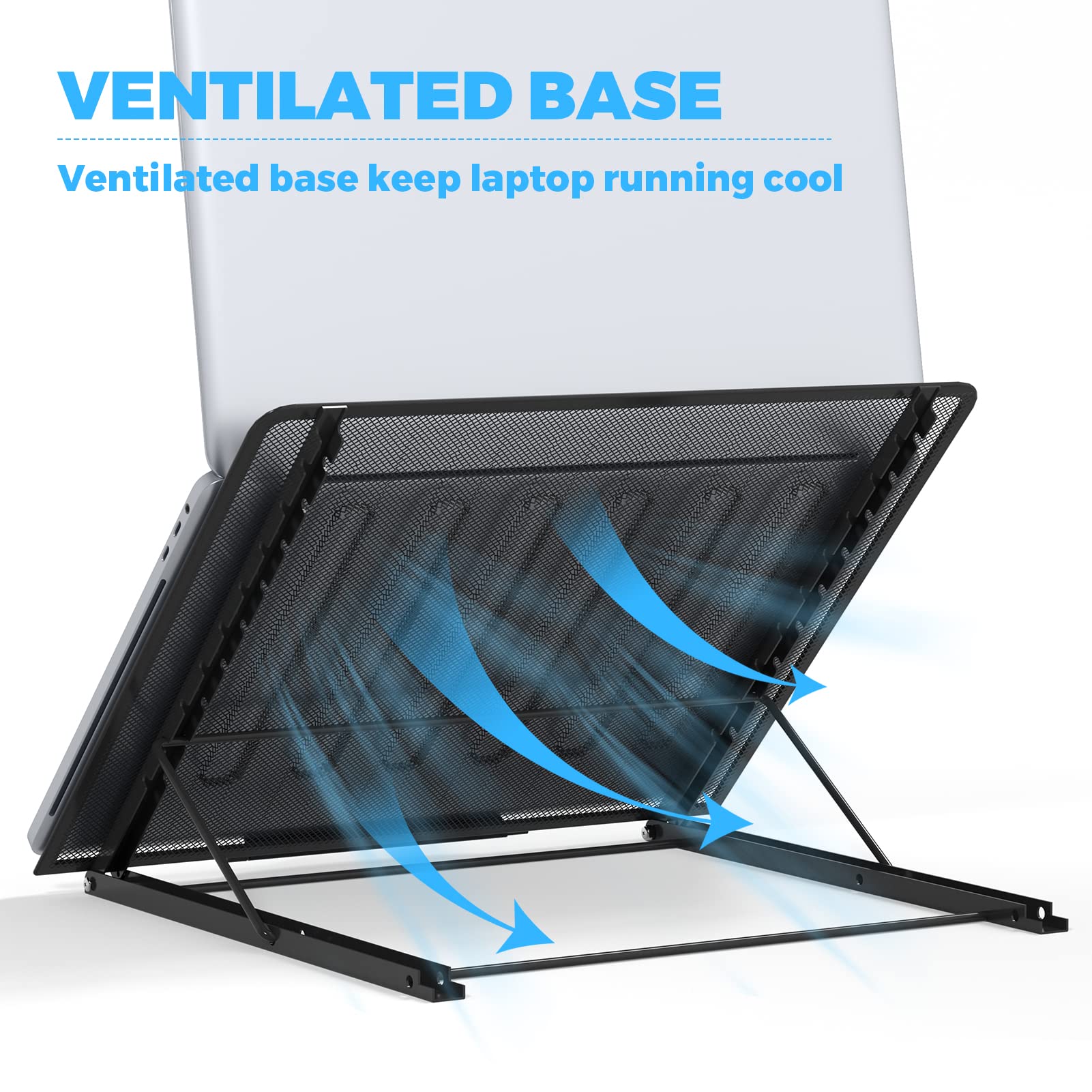 MaxGear Laptop Stand, Ergonomic Mesh Laptop Tablet Stand for Desk, Ventilated Adjustable Portable Laptop Riser, Notebook Holder Stand Compatible with MacBook, Dell XPS, HP, 10-17 inches Laptops, Black