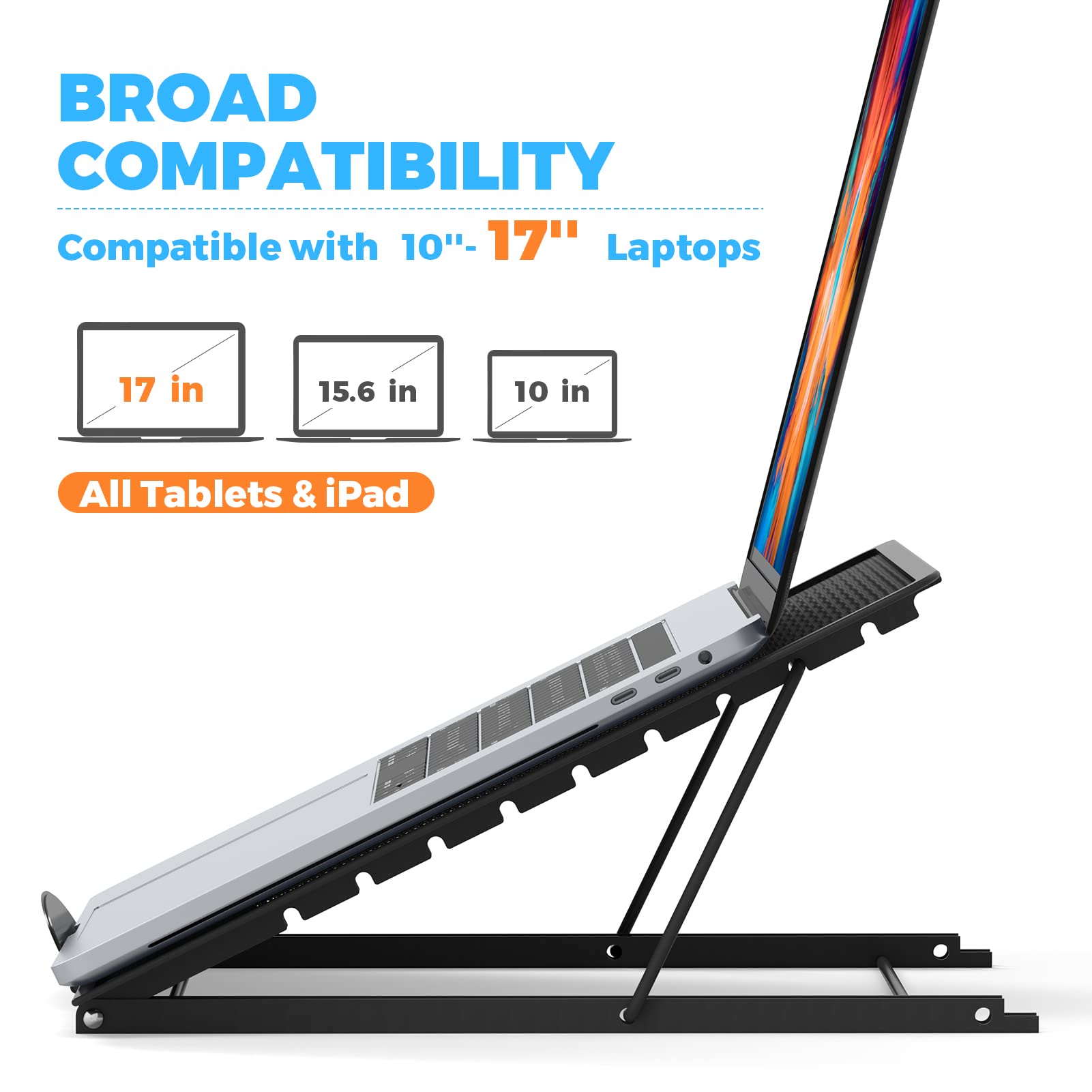 MaxGear Laptop Stand, Ergonomic Mesh Laptop Tablet Stand for Desk, Ventilated Adjustable Portable Laptop Riser, Notebook Holder Stand Compatible with MacBook, Dell XPS, HP, 10-17 inches Laptops, Black