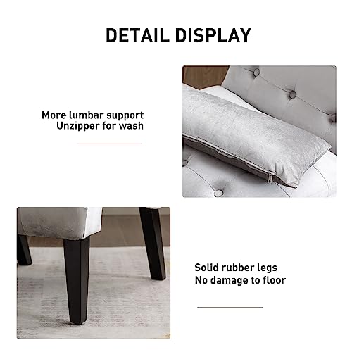 Bonzy Home Modern Accent Chairs for Bedroom Living Room Button-Tufted Velvet Reading Nook Lounge Chairs Upholstered Armless Slipper Chairs with Wooden Legs, Bright Sliver