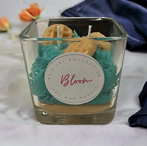 Ku'u Lei Kollection| Bloom Hand poured candle| Natural Luxury Soy Wax Lavender& Spring Apricot Cotton Wick| 8oz 45 Hour Clean Burn burn
