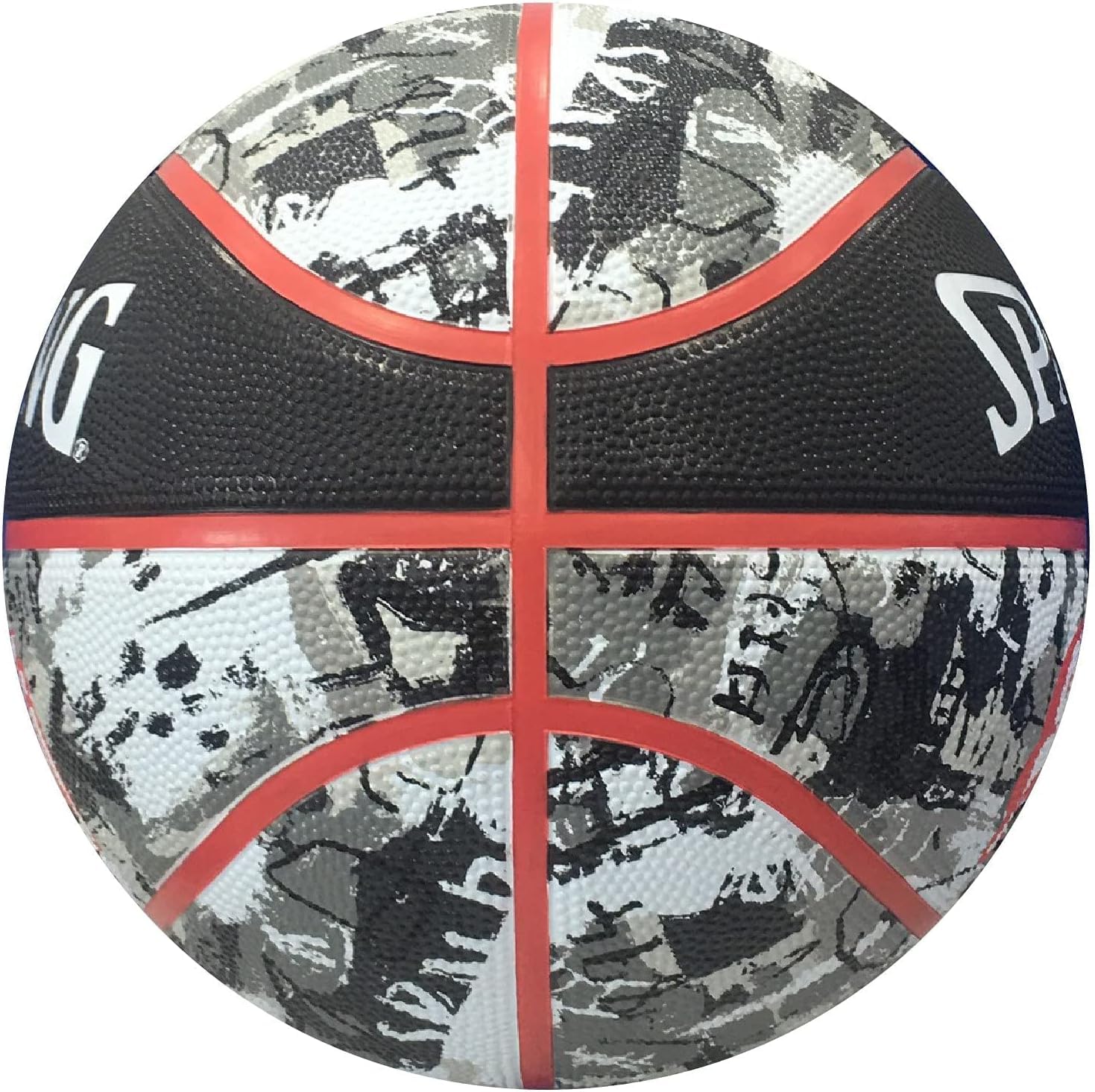 Spalding Graffiti Rubber Basketball Official Full Size 7 (Black-Red)