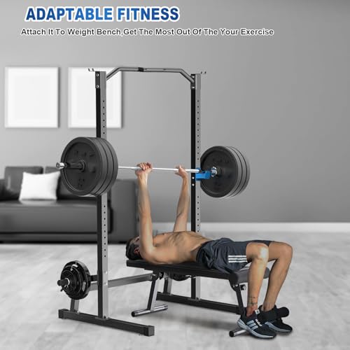 JX FITNESS Squat Rack Power Rack with Pull Up Bar,Adjustable Power Cage Exercise Squat Stand with Barbell Holder Weight Plate Storage Pegs,Weight Lifting Workout Station for Home Gym
