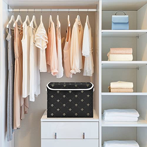 Kigai Mardi Gras Pattern Storage Bins with Lids and Handles 17x13x12 In Foldable Fabric Storage Basket Toys Clothes Organizer for Shelves Closet Home Bedroom Office