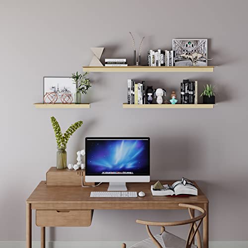 Veefos Brushed Gold Bathroom Shelf Floating Shelf Wall Mounted, 15.6 Inch Metal Wall Shelf Bathroom Storage Shelf Bathroom Organizer Countertop, Aluminum