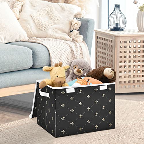 Kigai Mardi Gras Pattern Storage Bins with Lids and Handles 17x13x12 In Foldable Fabric Storage Basket Toys Clothes Organizer for Shelves Closet Home Bedroom Office
