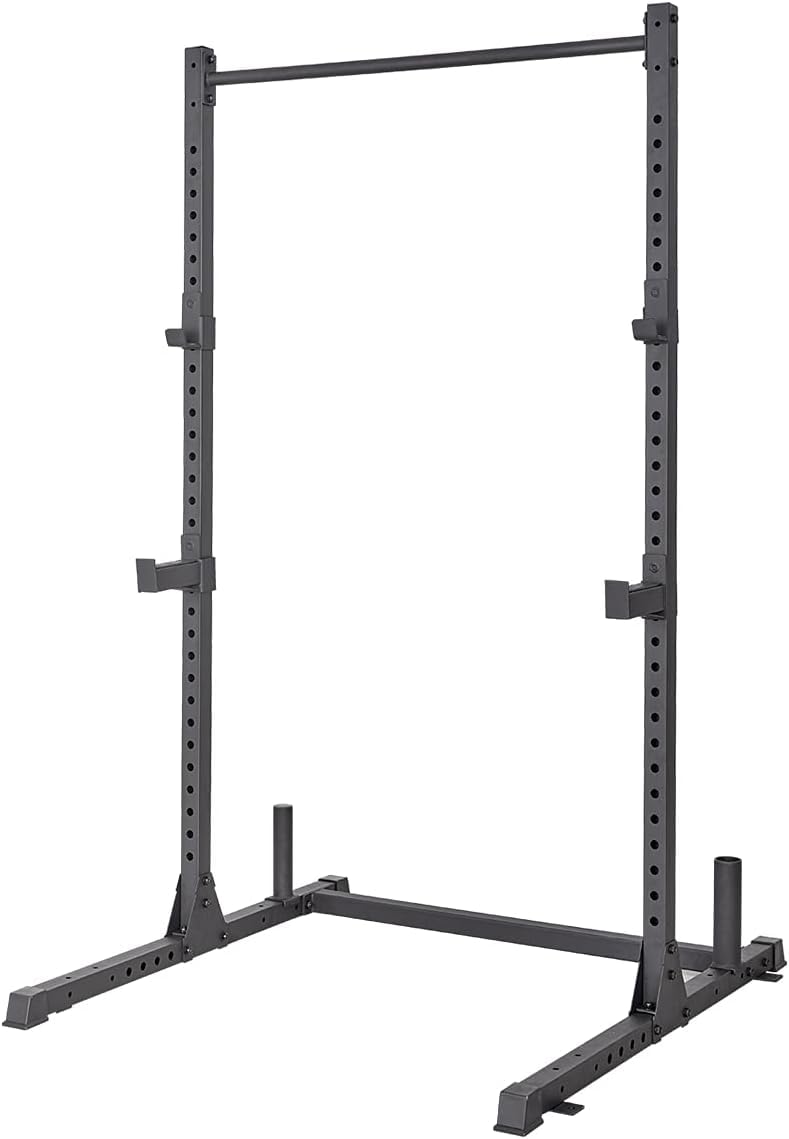 fissfire Squat Stand Home Gym 800lbs Workout Equipment Adjustable Power Rack with J-Hooks Safety Bar Pull Up Bar