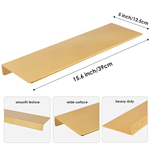 Veefos Brushed Gold Bathroom Shelf Floating Shelf Wall Mounted, 15.6 Inch Metal Wall Shelf Bathroom Storage Shelf Bathroom Organizer Countertop, Aluminum