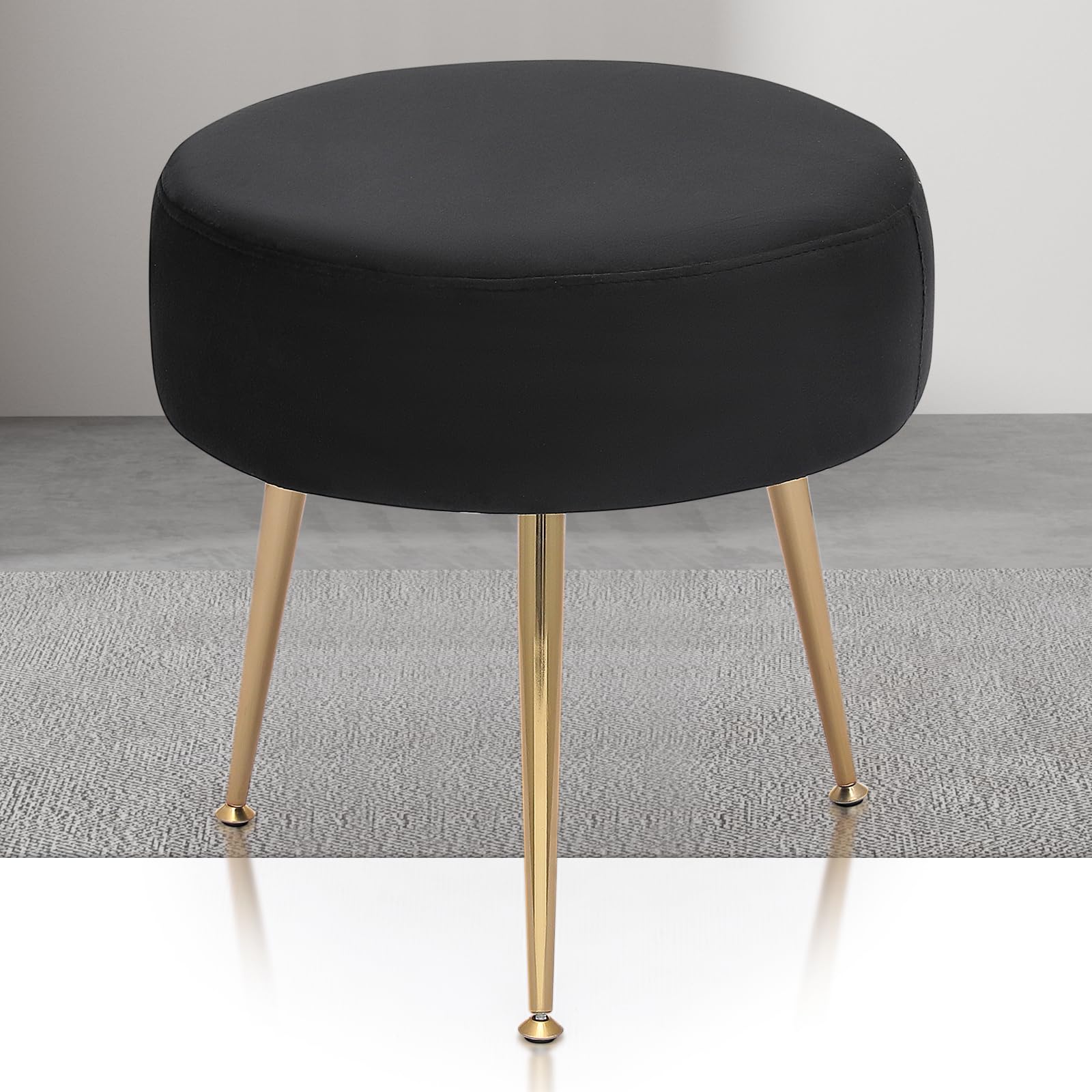 Magshion Modern Velvet Scalloped Back Accent Chair - Black, 250 lb Weight Capacity, Footrest & Pillow, Indoor Use