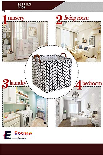 ESSME 3pack Square Storage Bin,Cotton Fabric Laundry Baskets,Collapsible Waterproof Toy Storage Bin with Handles for Family Storage,Shelf Baskets (Black arrows)