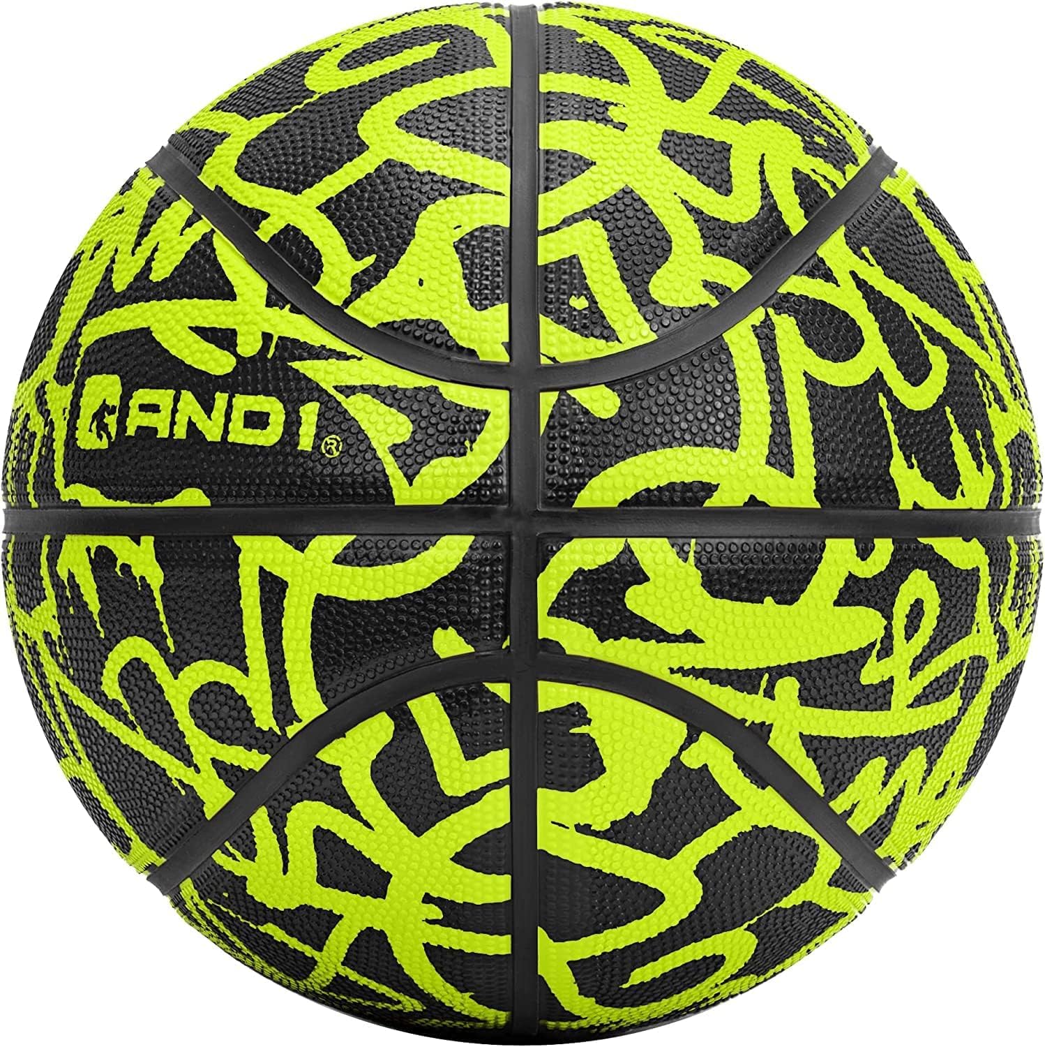 AND1 Fantom Graffiti Rubber Basketball Game Ready, 27.5 Inches, Youth Size 5, Made for Indoor and Outdoor, Sold Deflated (Pump NOT Included), Volt