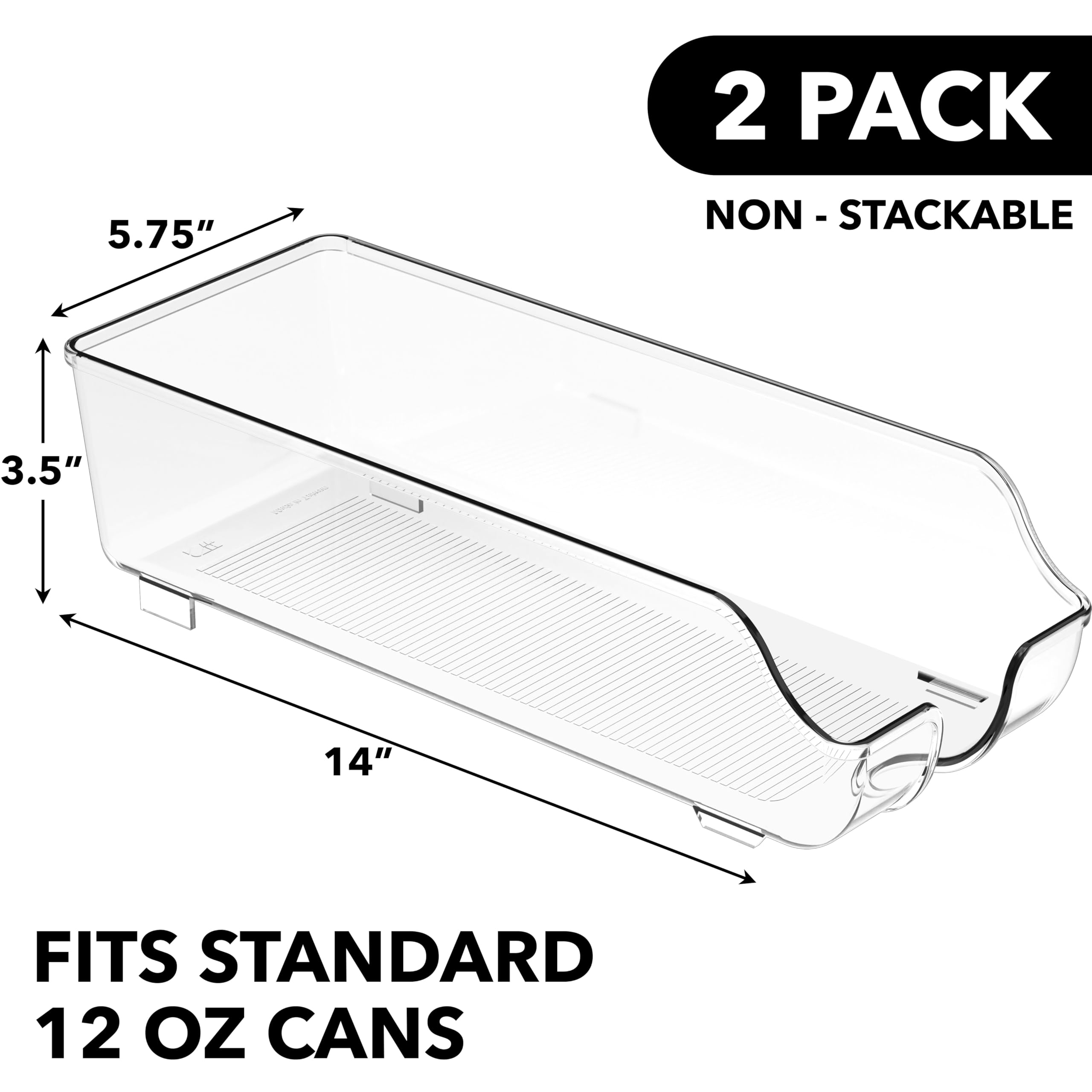 SimpleHouseware Soda Can Organizer for Pantry/Refrigerator, Clear, Set of 2