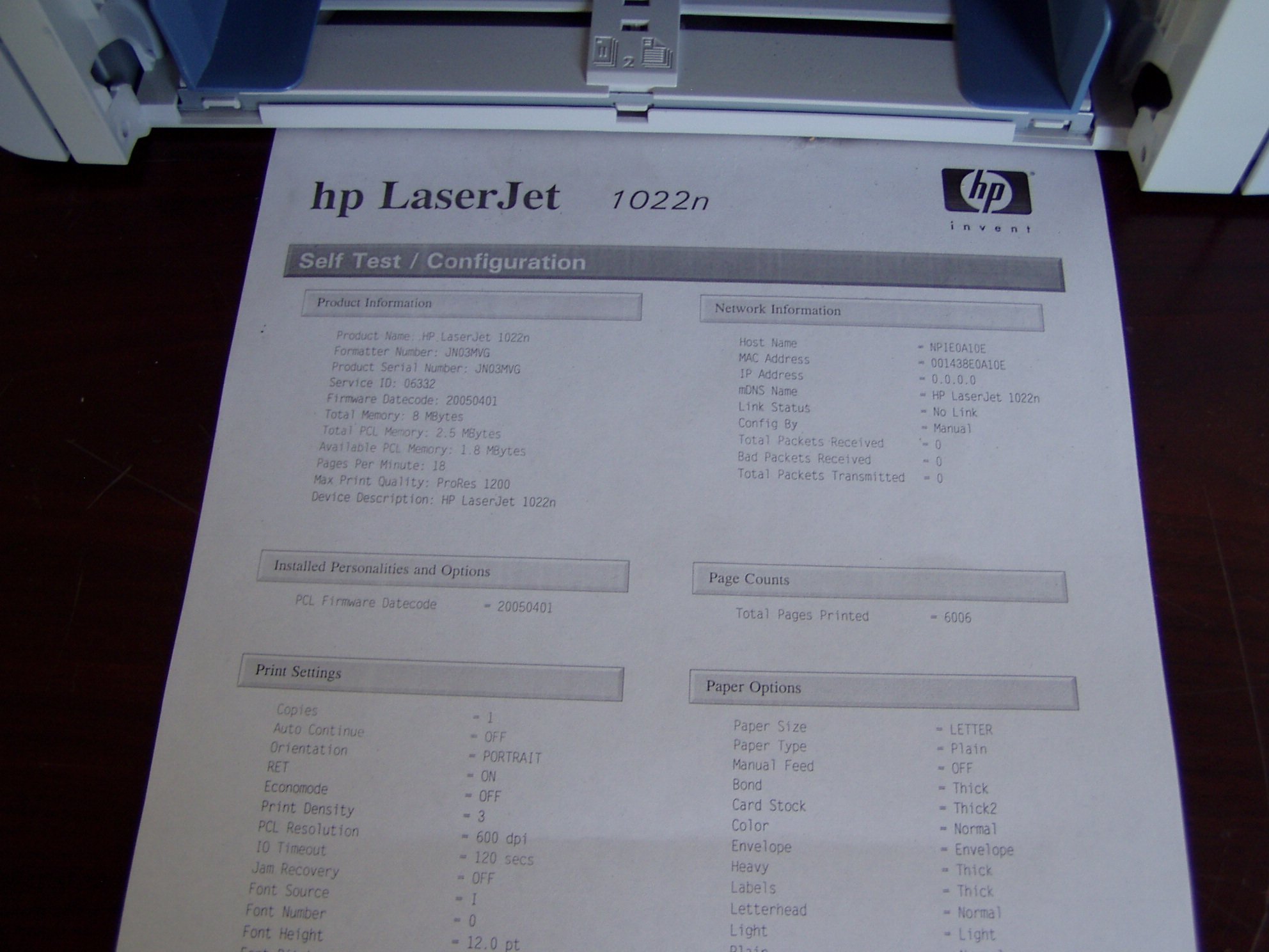 HP LaserJet 1022N Printer
