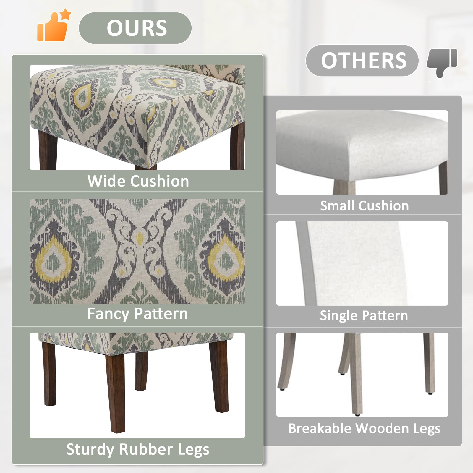 Bonzy Home Fabric Dining Room Chairs,Modern Dining Chairs Set of 2,Floral Upholstered Armless Accent Chair,Comfy Small Slipper Side Chair for Living Room, Color Plaid 2