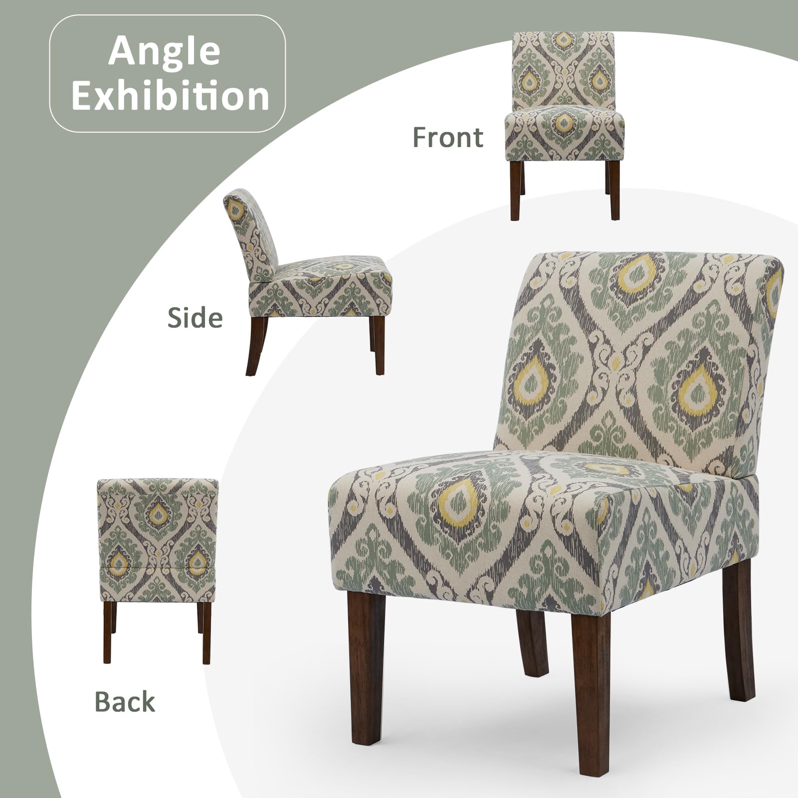 Bonzy Home Fabric Dining Room Chairs,Modern Dining Chairs Set of 2,Floral Upholstered Armless Accent Chair,Comfy Small Slipper Side Chair for Living Room, Color Plaid 2