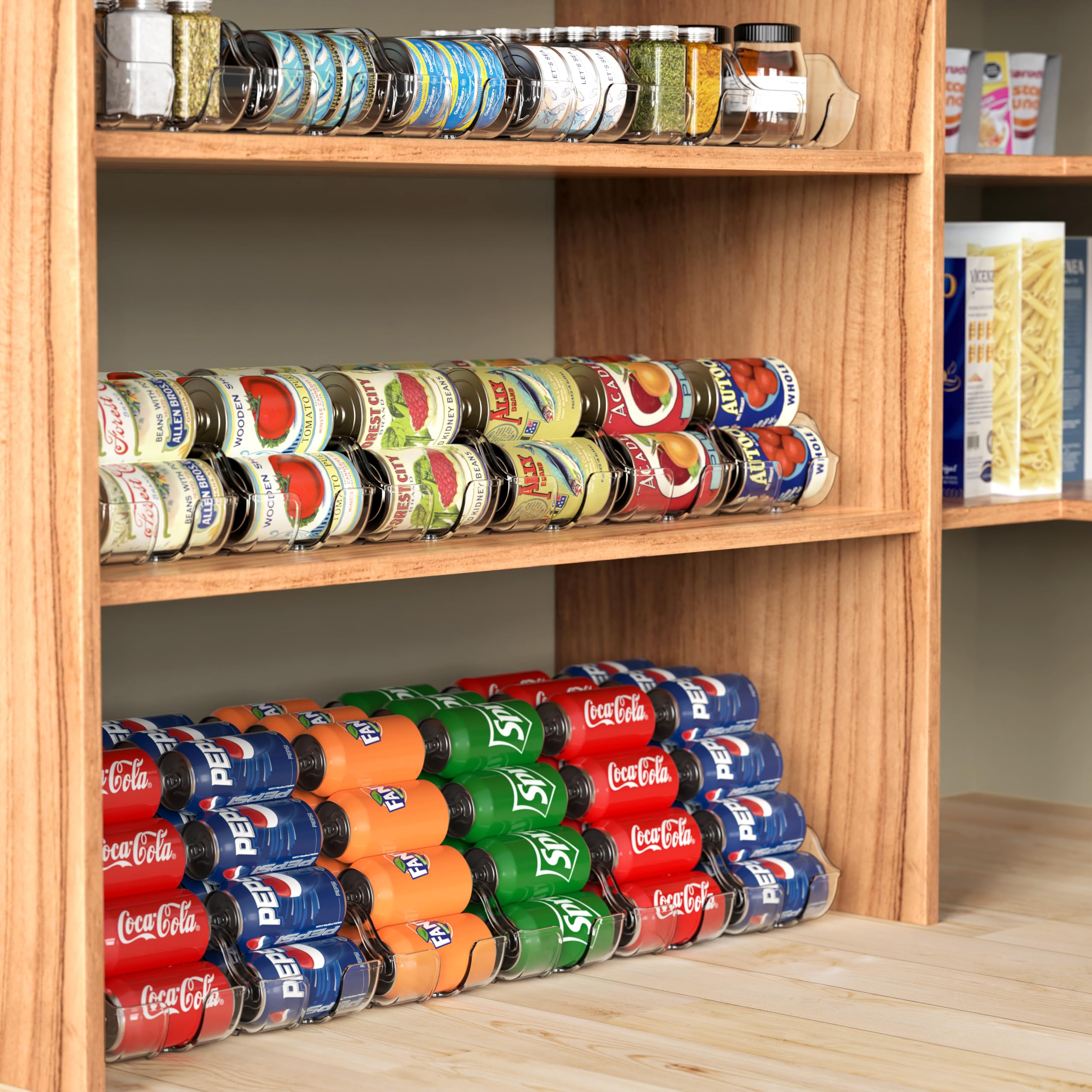 SimpleHouseware Soda Can Organizer for Pantry/Refrigerator, Clear, Set of 2