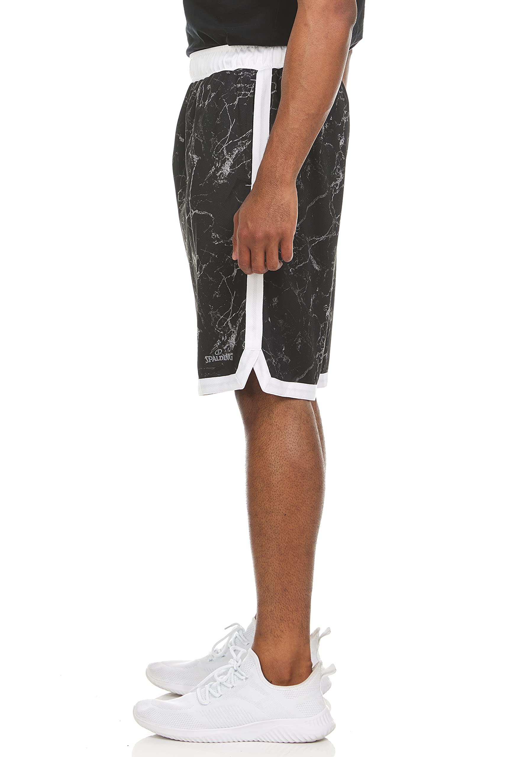 Spalding Mens Marble Performance Basketball Short, 10" Inseam, Black Marble, S