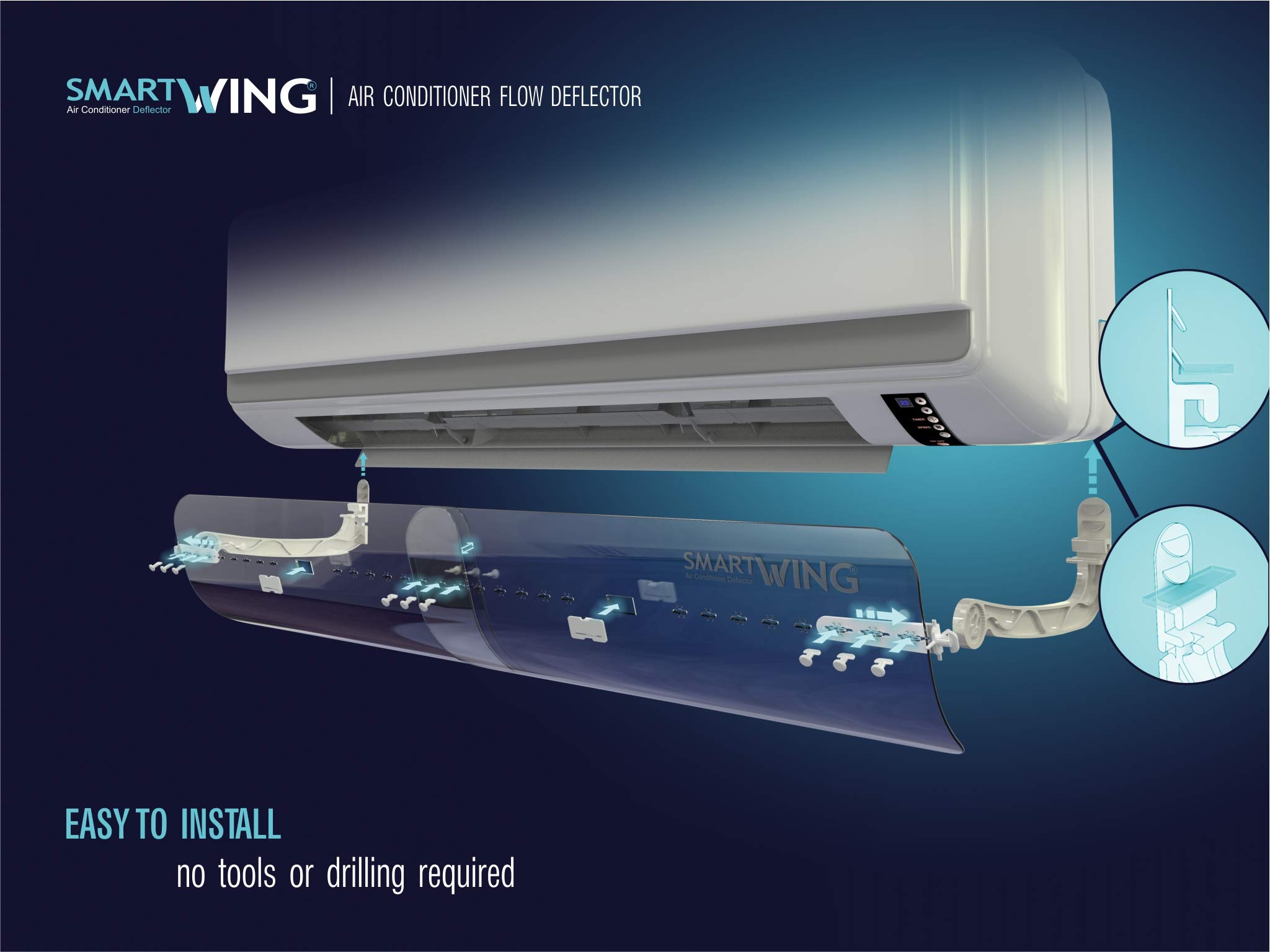 Baffle Shield for Air Conditioner, AC Split Unit Flow Deflector, Air conditioner accessory, Adjustable Smart Wing