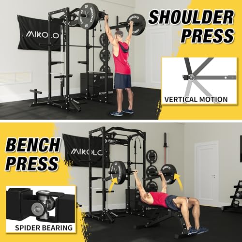 Mikolo Jammer Arms for Power Cage,2"x2" Power Rack, Adjustable Lever Arm Power Rack Attachment for Home Gym Attachments & Accessories,Fit for 1" Holes, 50x50mm, F4 K6 Rack & M4 Smith Machine