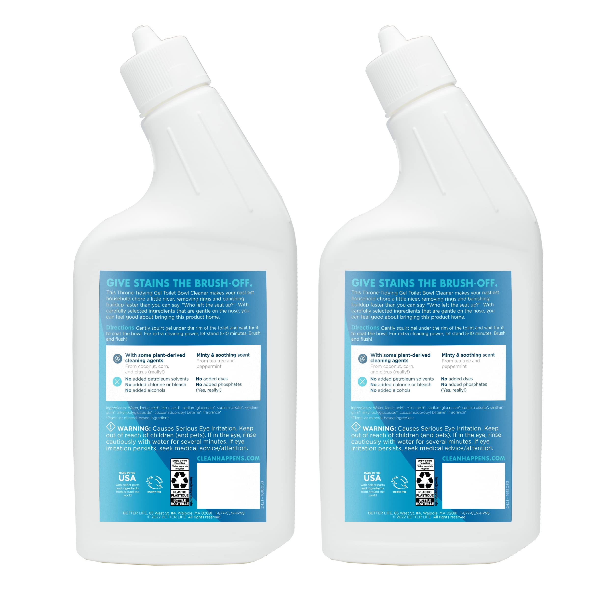 Better Life Natural Toilet Bowl Cleaner, Tea Tree & Peppermint Scent, 24 Fl Oz (Pack of 2)