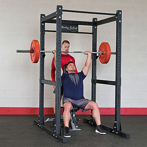 Body-Solid (SPR1000 Power Rack with 1000 Lb. Weight Capacity for Squats, Deadlifts, and Weightlifting Workout with J Hook Cups, Home and Commercial Gym, Black